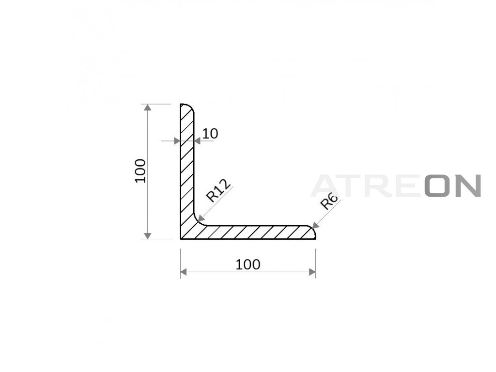 L Profil 100x100x10 z kategorie L profily - SKLADEM | ATREON.cz