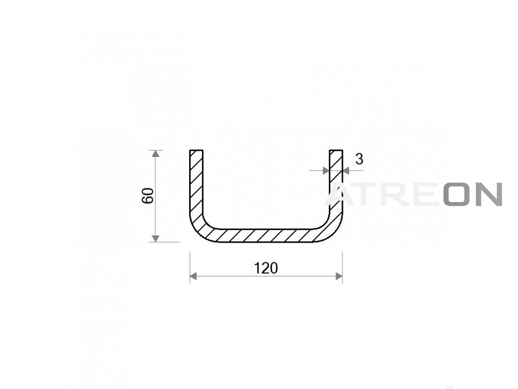 U profil 120x60x3 z kategorie U profily - SKLADEM | ATREON.cz