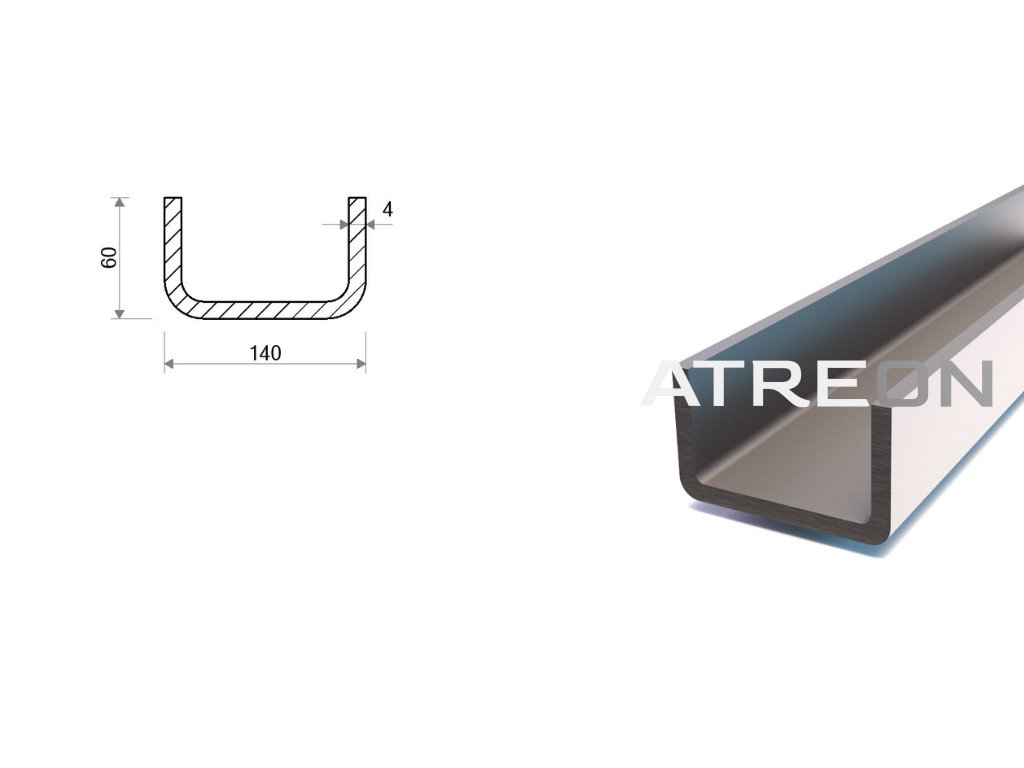 U profil 140x60x4 z kategorie U profily - SKLADEM | ATREON.cz