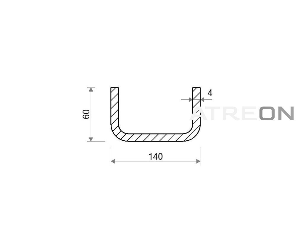 U profil 140x60x4 z kategorie U profily - SKLADEM | ATREON.cz