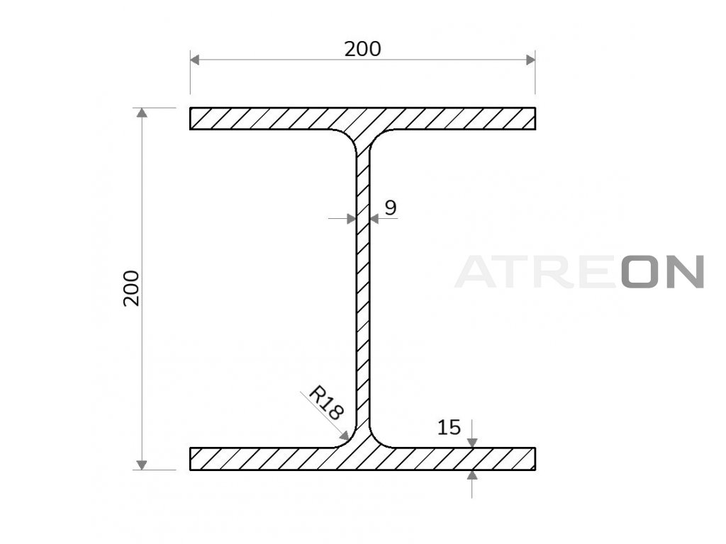 HEB 200 (S355) z kategorie Ocelové nosníky - SKLADEM | ATREON.cz