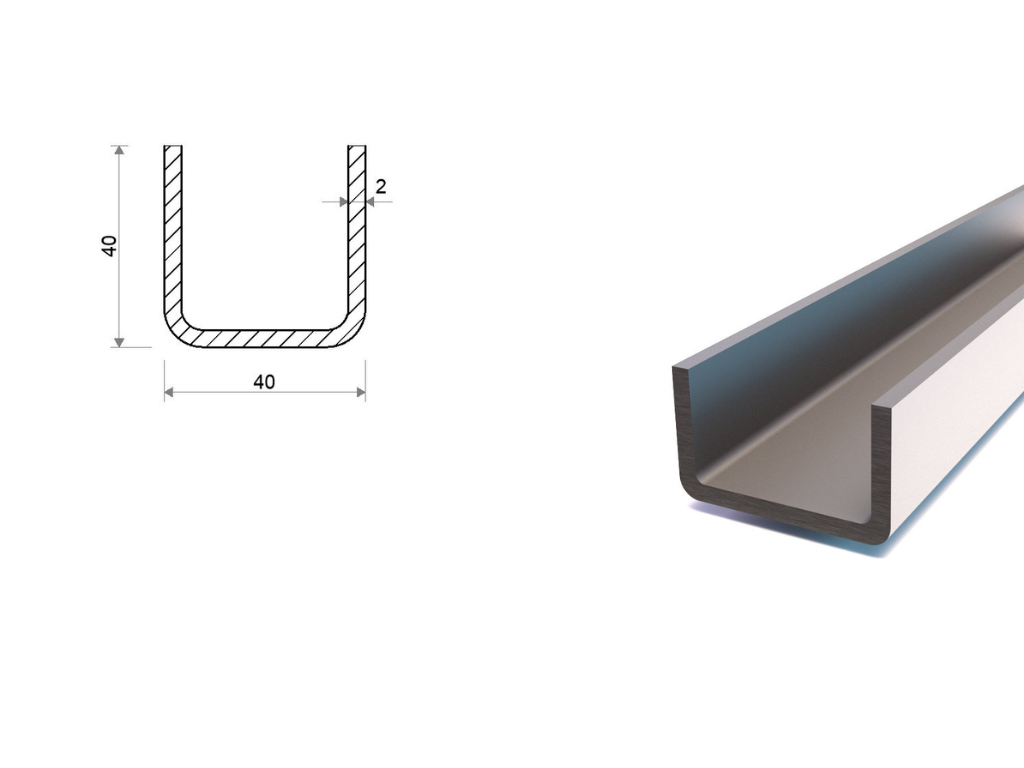 U profil 40x40x40x2 z kategorie U profily - SKLADEM | ATREON.cz