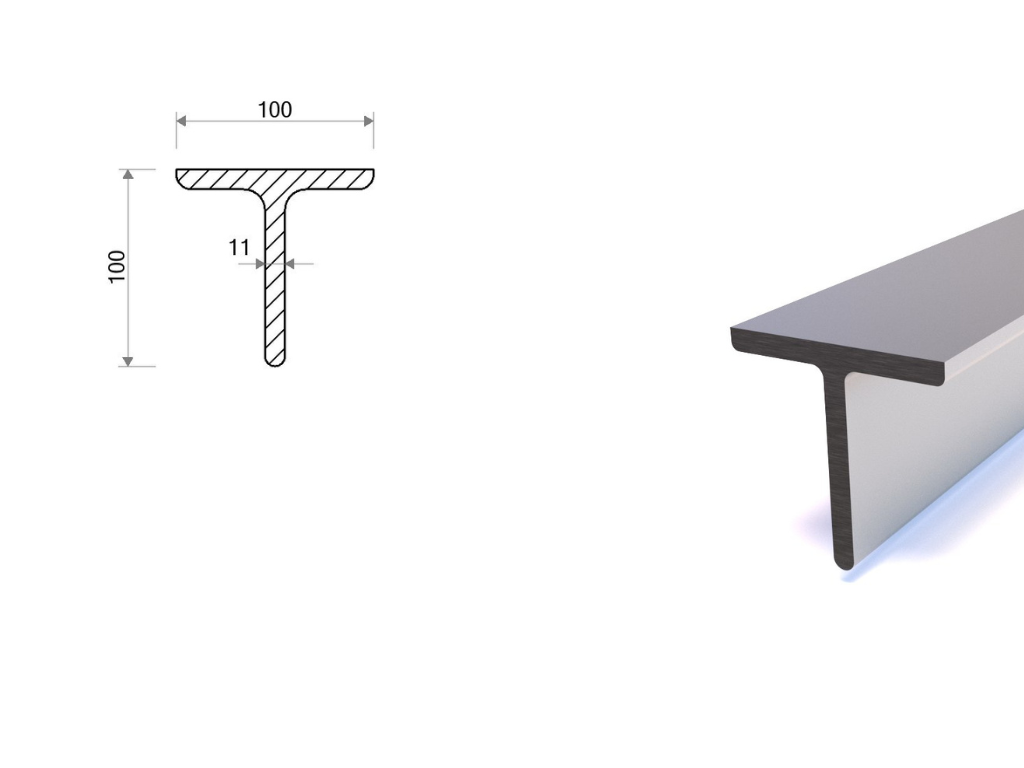 Profil T 100x100x11 z kategorie T profil - SKLADEM | ATREON.cz