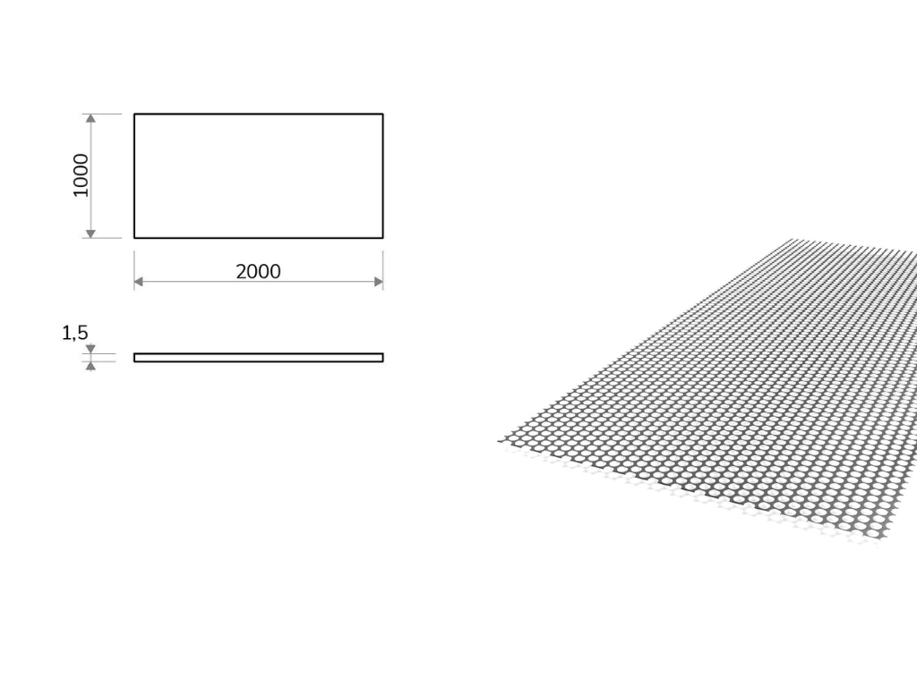 Nerezový plech děrovaný RV 3-5 - 1x2 m, tloušťka 1,5 mm z kategorie ...